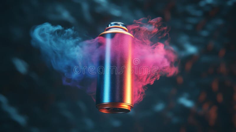 Isolated Aerosol Spray Can with Blue and Red Smoke Effect Digital ...