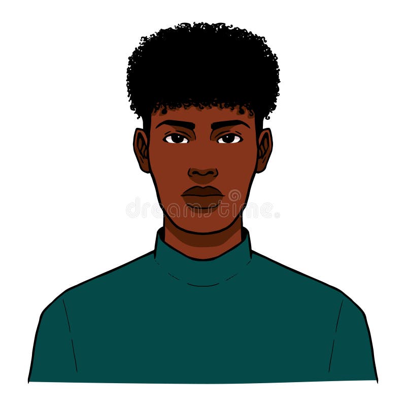 Isolated Afro American Happy Cute Man Cartoon Avatar Vector Stock