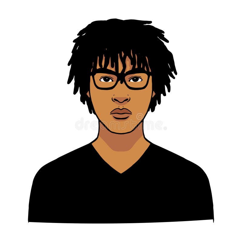 Isolated Afro American Happy Cute Man Cartoon Avatar Vector Stock