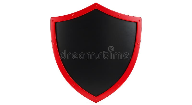 Isolated Black Shield with Red Border on White Background Illustration ...