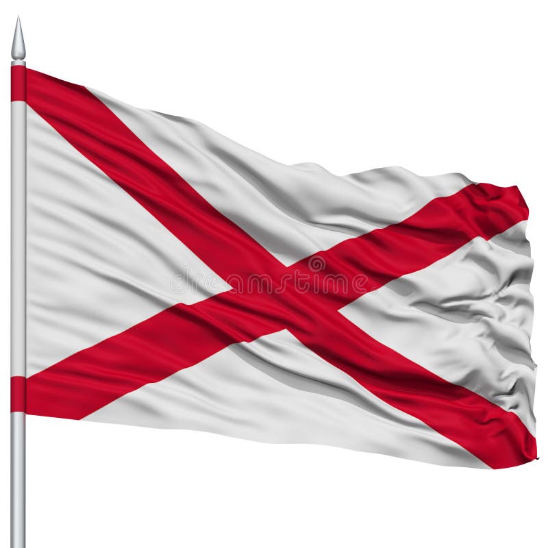 Isolated Alabama Flag on Flagpole, USA State Stock Illustration ...