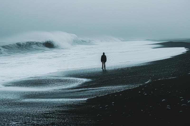 Isolated Alone Person Wave. Generate Ai Stock Photo - Image of wave ...