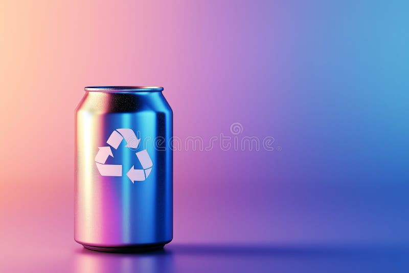 Isolated Aluminum Can with a Subtle Recycling Icon, Placed on a Soft ...
