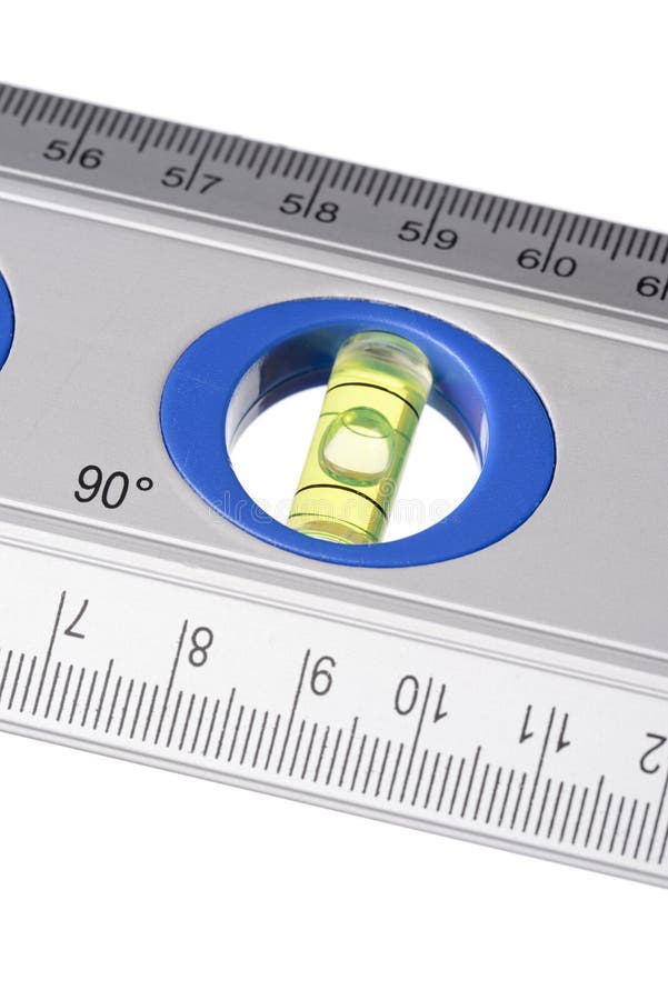 Isolated Aluminum Ruler with a Level Stock Image - Image of tool, ruler ...