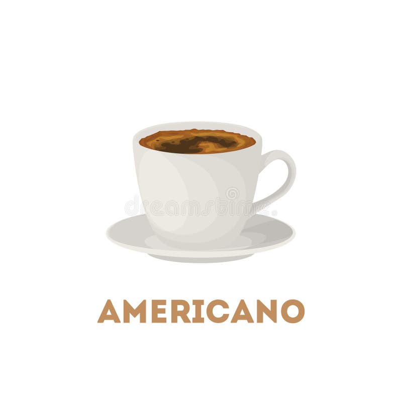 Americano Coffee Of Espresso And Water, Cartoon Vector Illustration ...