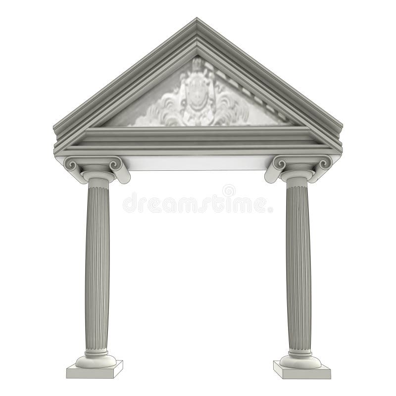 Isolated Ancient Ionic Column Gate with Architrave Stock Illustration ...
