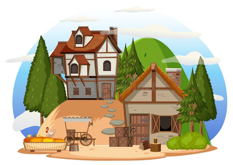Isolated Ancient Medieval Village Stock Vector - Illustration of ...
