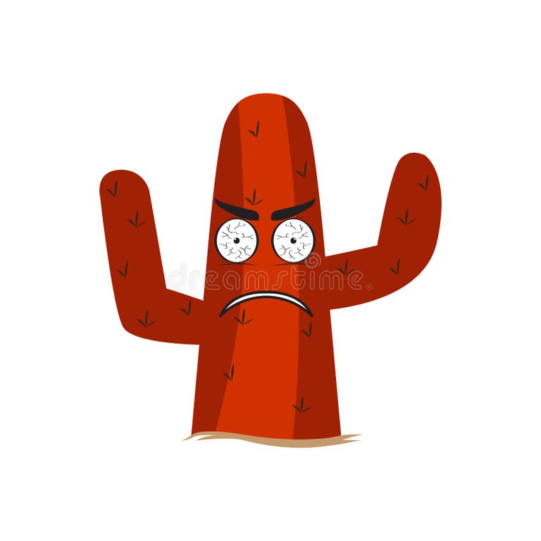 Isolated Angry Cactus Character Stock Vector - Illustration of comic ...