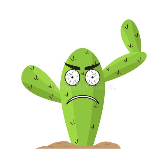 Isolated Angry Cactus Character Stock Vector - Illustration of emotion ...