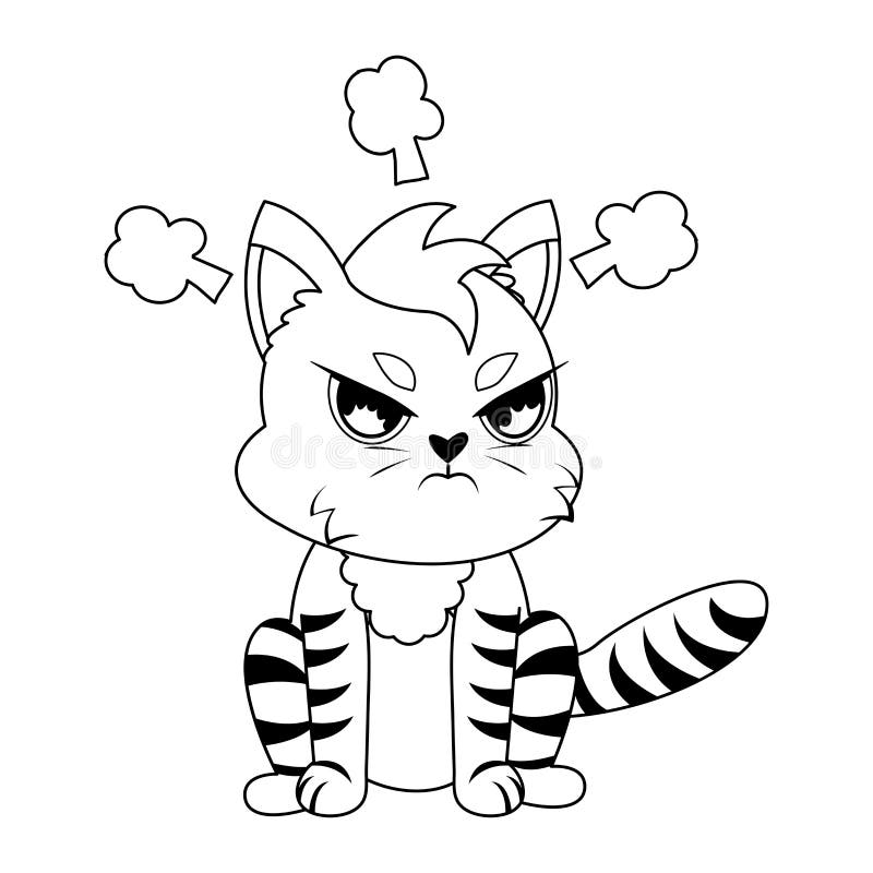 Isolated Angry Cute Cat Character Vector Stock Vector - Illustration of ...