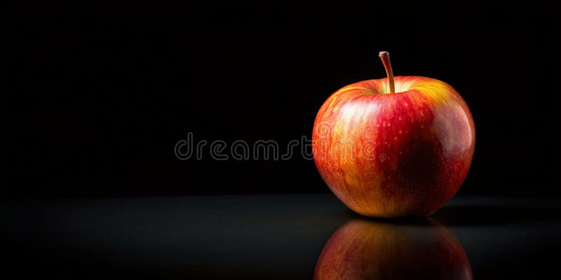Isolated Apple on Solid Black Background AI-Generated Content Stock ...