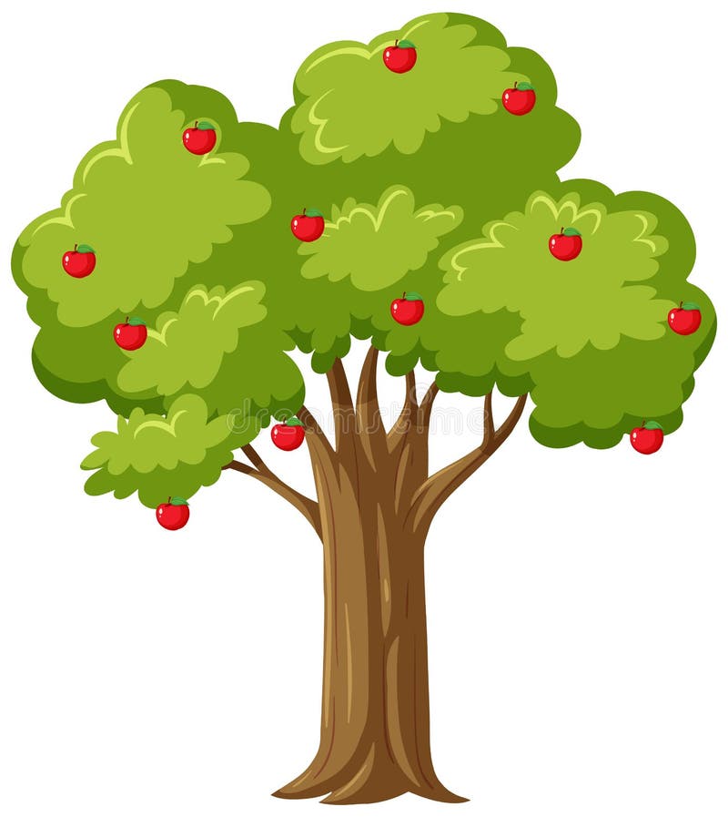 Isolated Apple Tree in Cartoon Style Stock Vector - Illustration of ...