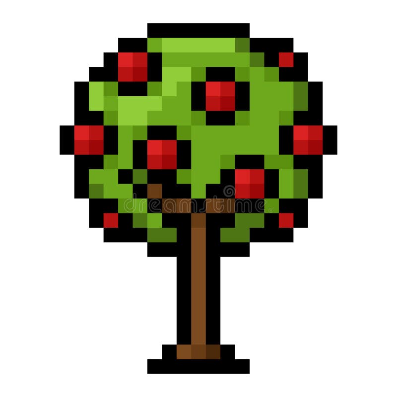 Red Apple Pixel Art on White Background Stock Illustration ...