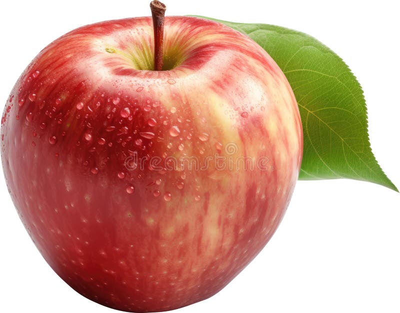 Isolated Apple. Whole Red, Apple Fruit with Leaf Isolated on White ...