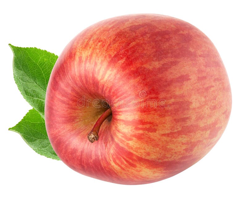 Isolated Apple. Whole Red Apple Fruit with Leaves Isolated on White ...