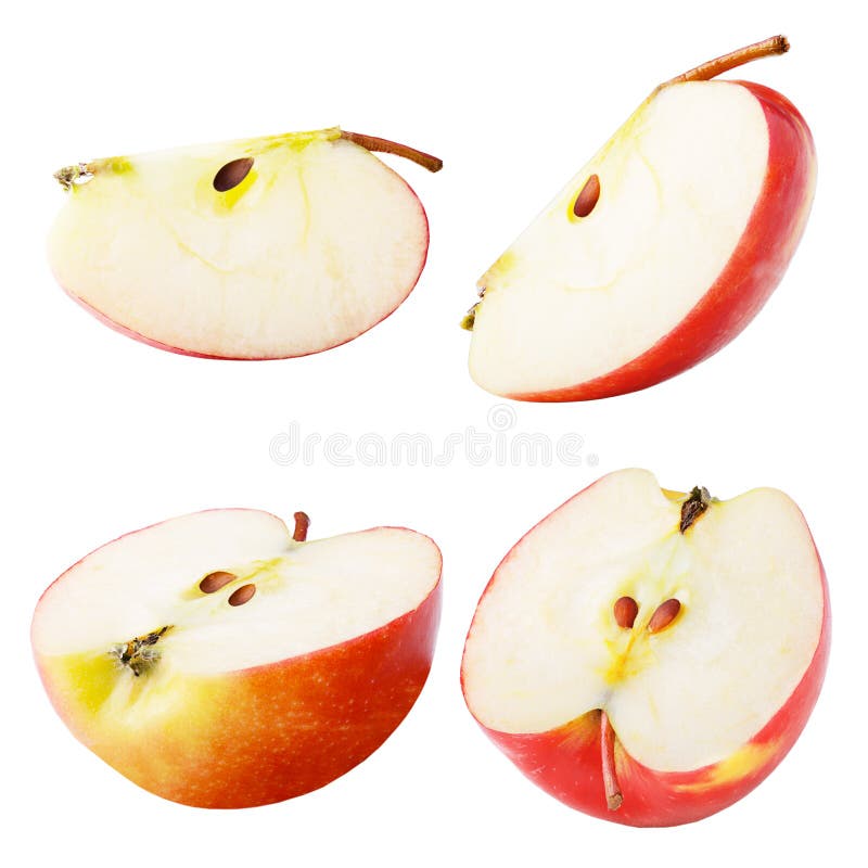 Set Of Freshly Slices Apples Isolated On White Stock Photo - Image of ...