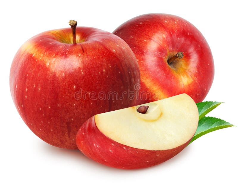 Isolated Apples. Two Red Apple Fruits with Slice (cut) Isolated on ...