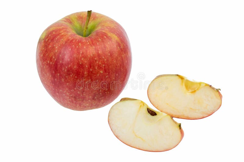 Isolated Apples. Whole Red Apple Fruit with Slice Cut Isolated on White ...