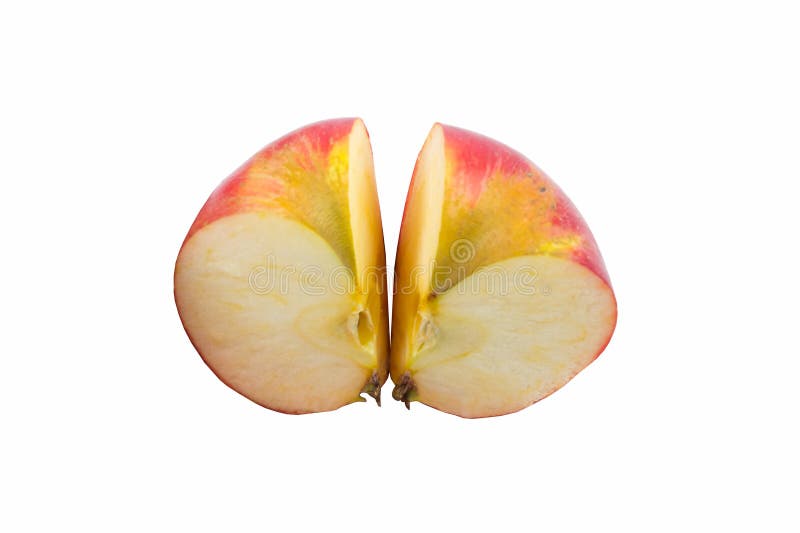 Isolated Apples. Whole Red Apple Fruit with Slice Cut Isolated on White ...