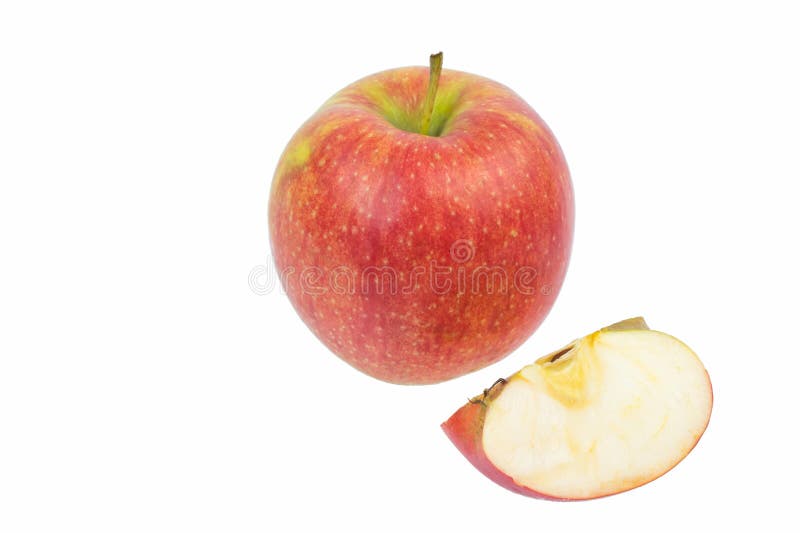 Isolated Apples. Whole Red Apple Fruit with Slice Cut Isolated on White ...
