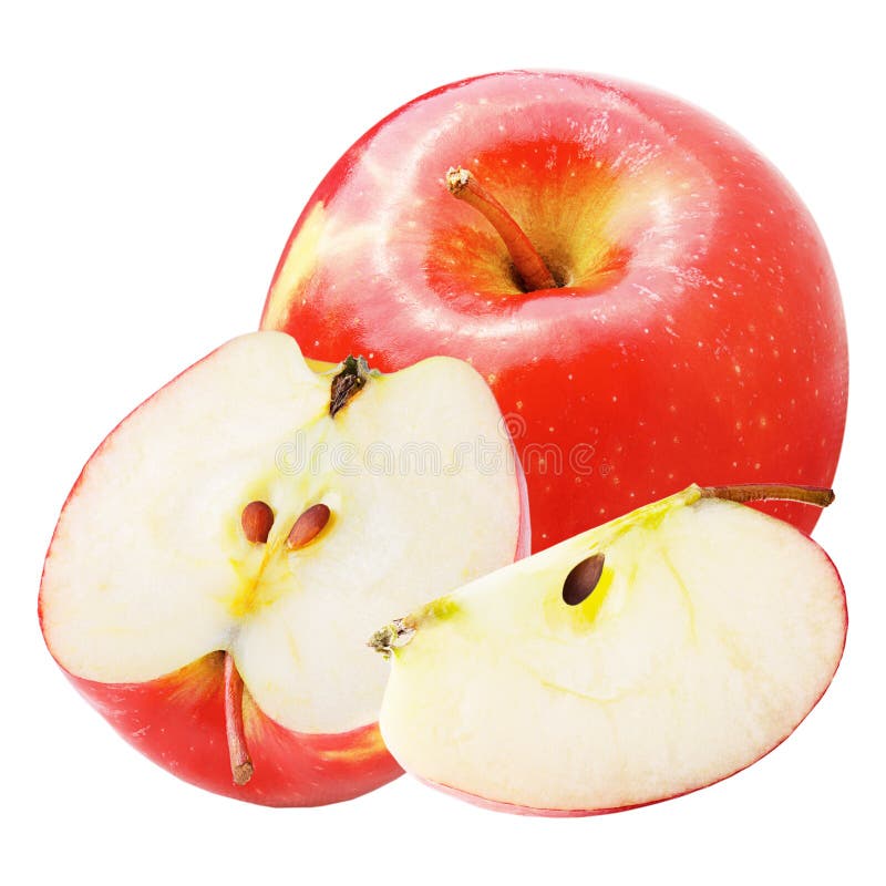 Whole and Slices Apple Isolated on White Stock Image - Image of fruit ...
