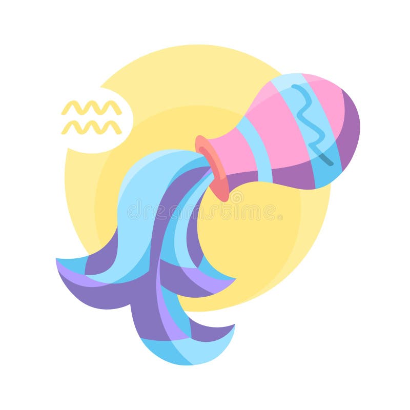 Isolated Aquarius Icon Colored Zodiac Sign Stock Vector Illustration