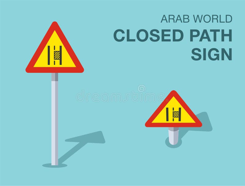 Isolated Arab World "closed Path" Road Sign. Front and Top View Stock ...