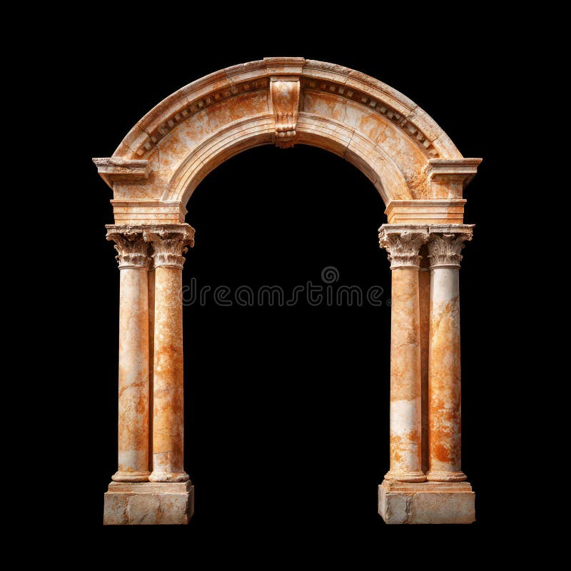 Isolated Arch and Columns on Black Background Stock Illustration ...