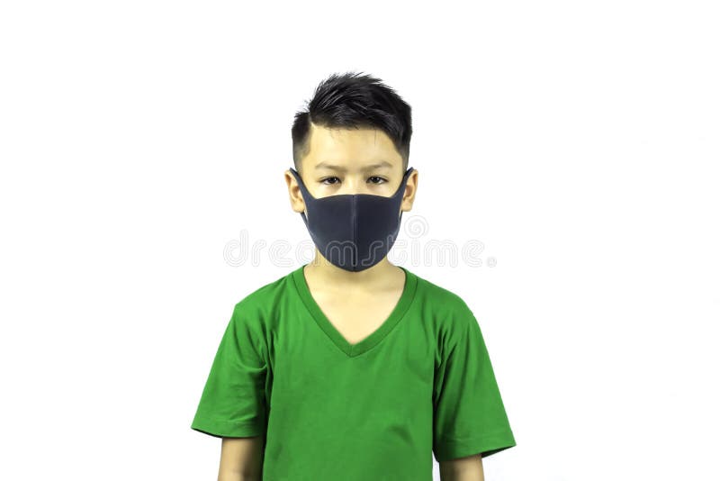 Isolated Asian Boy Wearing A Mask On A White Background With Clipping ...
