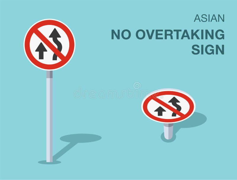 Isolated Asian No Overtaking Sign. Front and Top View Stock Vector ...