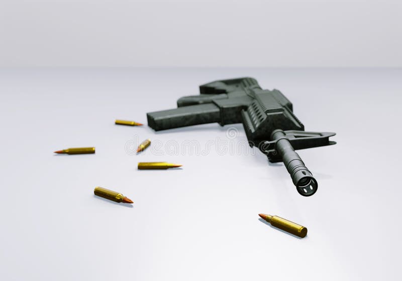 Isolated Assault Rifle 3d Render Stock Illustration - Illustration of ...