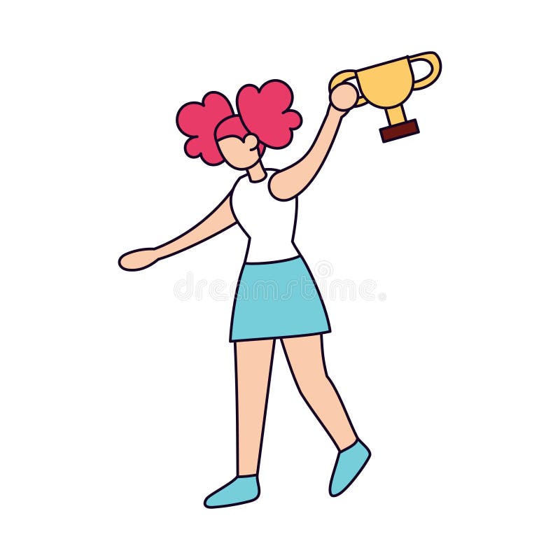 Isolated Athlete Character Icon with a Golden Trophy Stock Vector ...