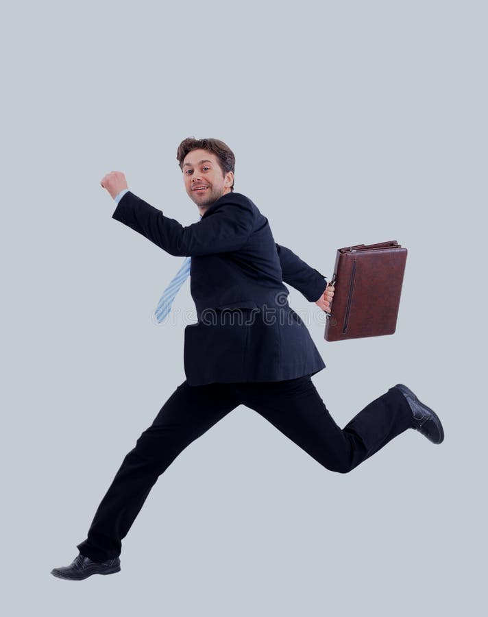 Far Away.business Man with Leather Briefcase is Coming Stock Image ...