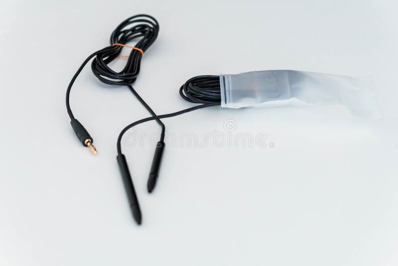 Isolated Audio Cable with Double Plug Connector Partially Stored in ...