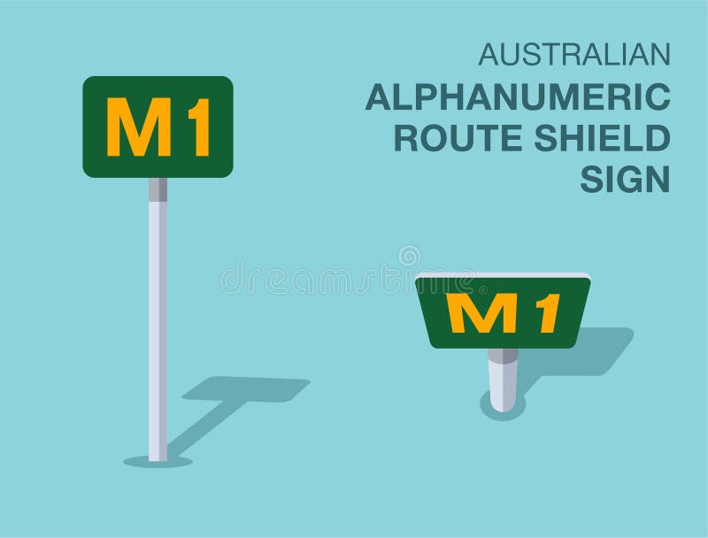 Isolated Australian "alphanumeric Route Shield" Road Sign. Front and ...
