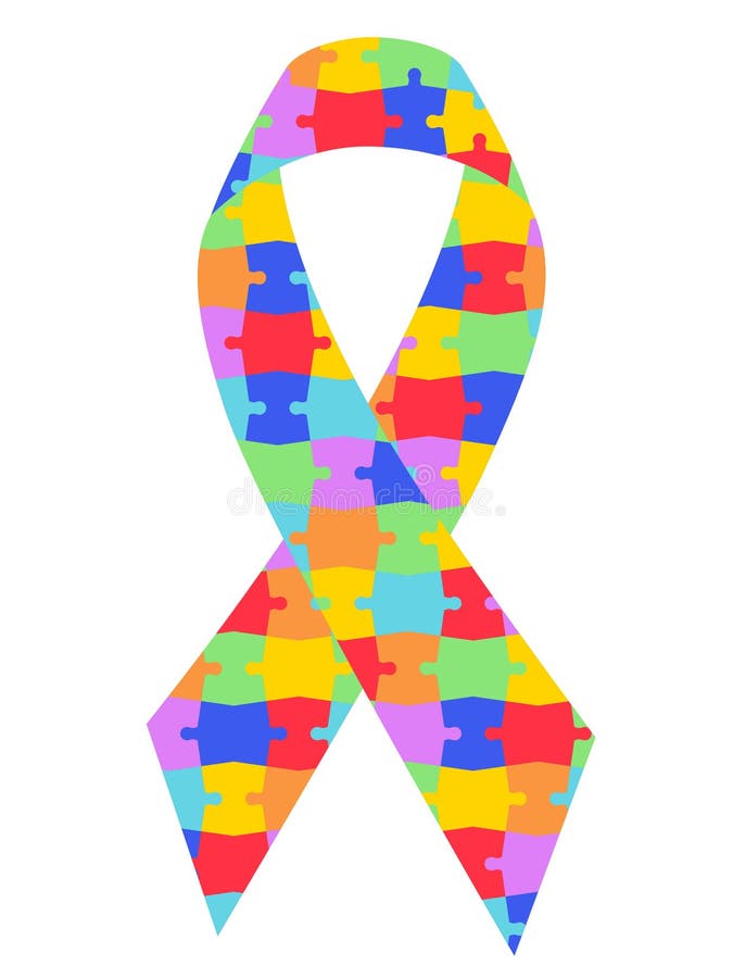 Isolated of Autism Awareness Ribbon, Flat Vector Illustration Stock ...