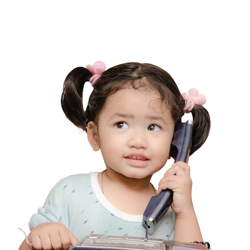 Isolated Baby Girl Talking Phone Stock Image - Image of cell ...