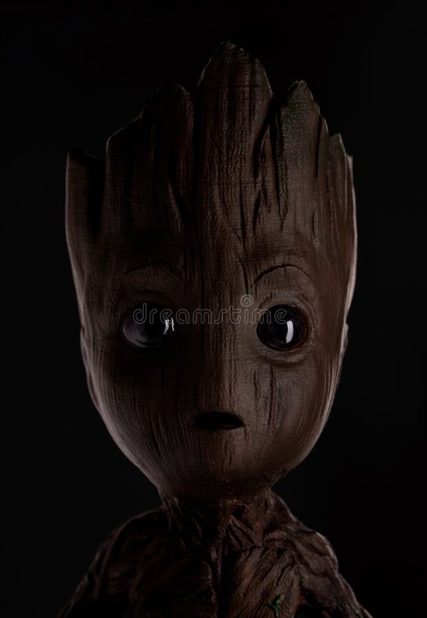 Marvel Avengers Kid Groot Isolated on Black Background. Cinema Style ...