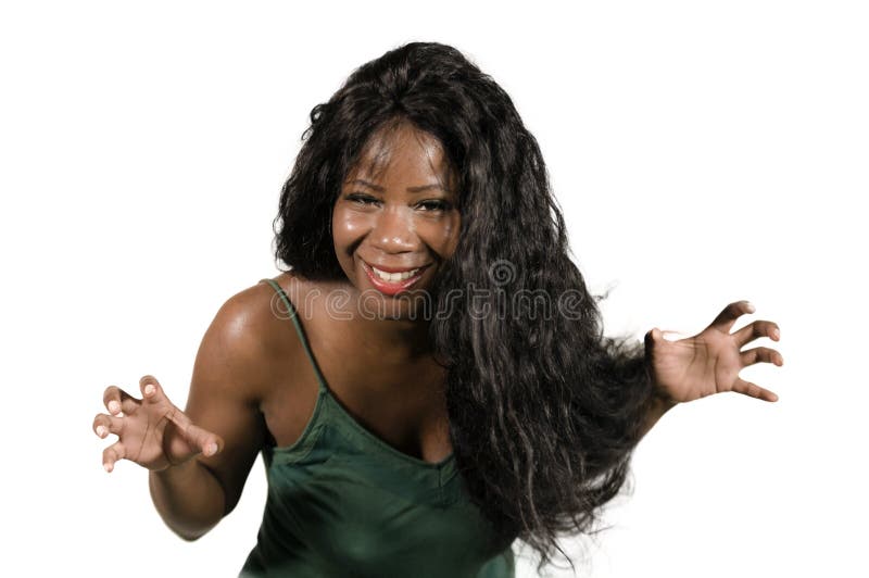 Isolated Background Portrait Of Young Happy And Beautiful Black African