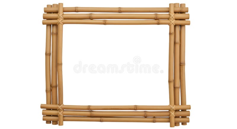 Bamboo Frame: Rectangular Border Made of Bamboo Sticks, Natural ...