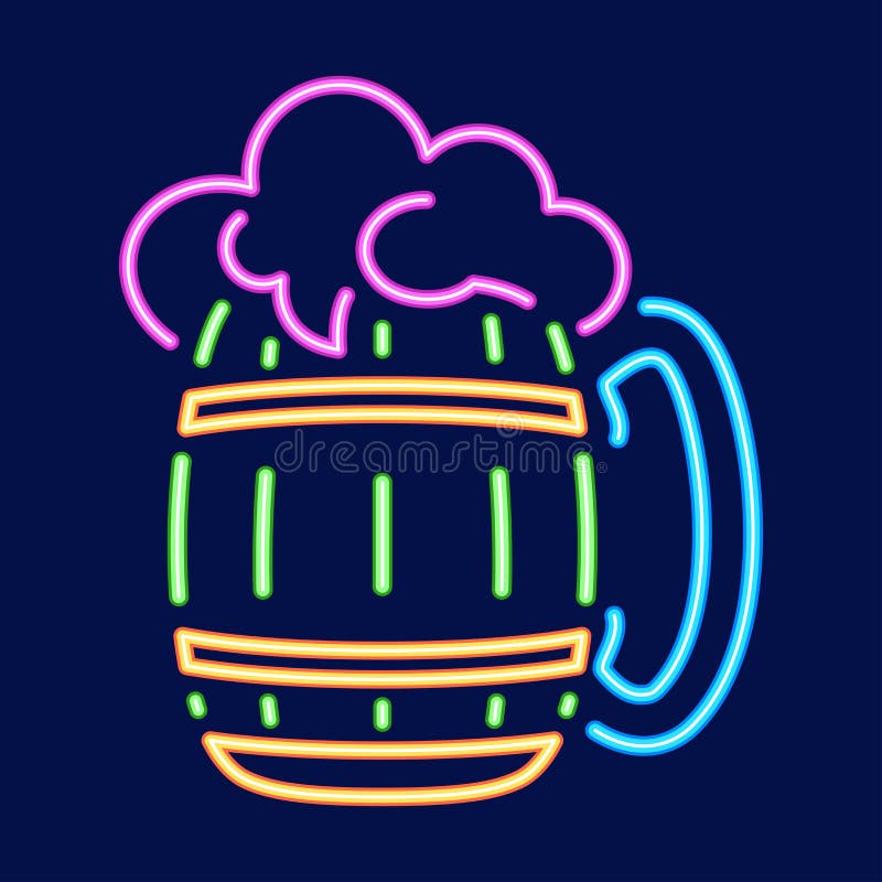 Isolated Barrel Neon Oktoberfest Vector Illustration Stock Vector ...
