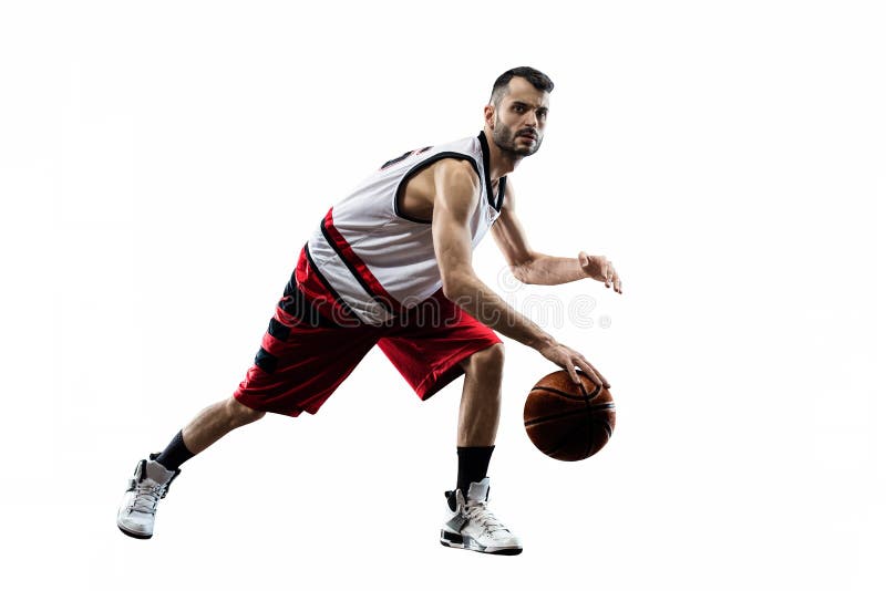 Isolated Basketball Player in Action is Flying Stock Image - Image of ...