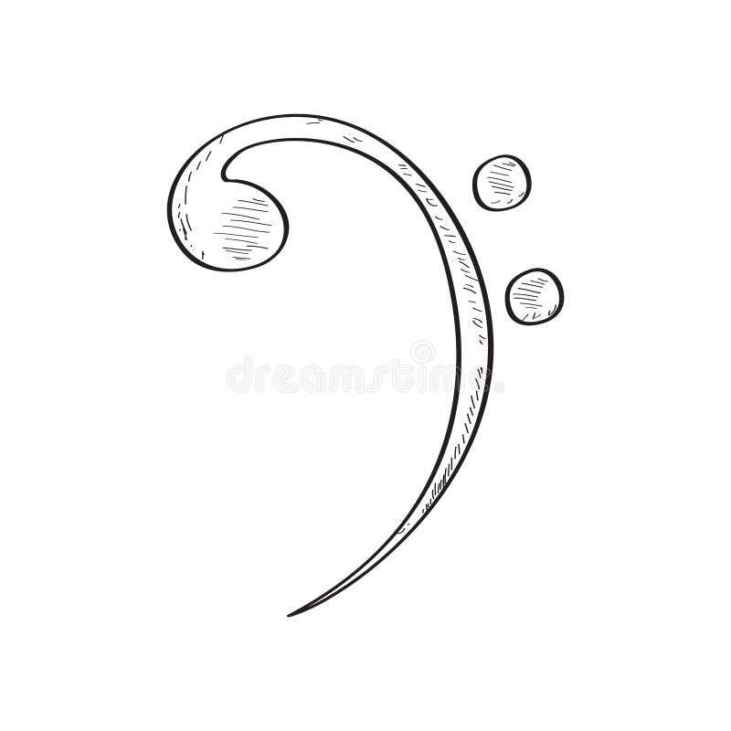 Isolated Bass Clef Sketch. Comic Musical Note Stock Vector ...