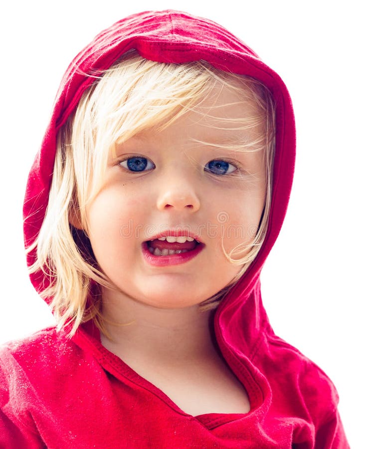 Isolated Beach Portrait of a Cute Child in Red Stock Photo - Image of ...