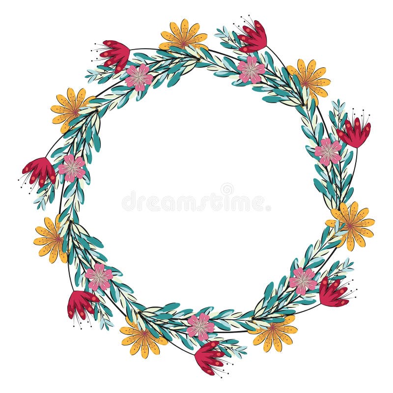 Isolated Beautiful Round Flower Frame Stock Vector - Illustration of ...