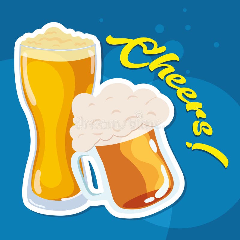 Isolated Beer Mug and Glass with Foam Drink Beer Vector Stock Vector ...