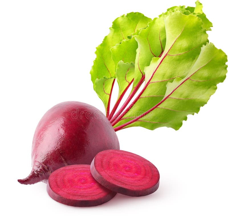 Isolated Beetroots. Whole Beetroot with Leaves and Slices Isolated on ...