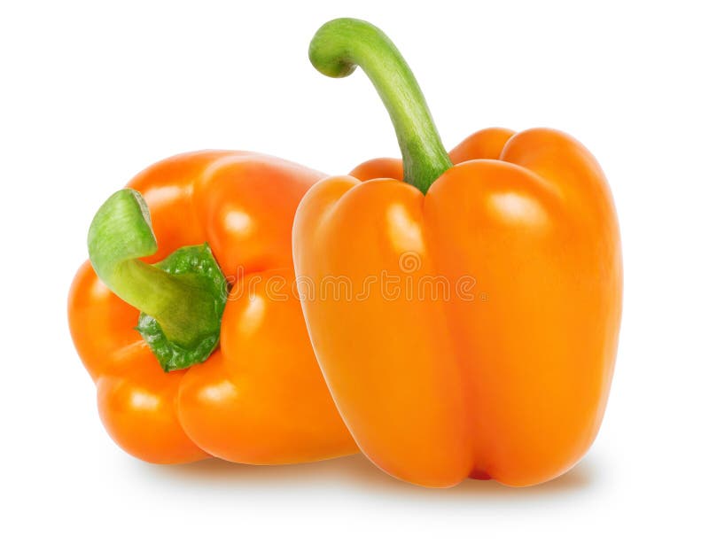 Isolated Bell Peppers. Two Bell Pepper of Orange Color Isolated on ...