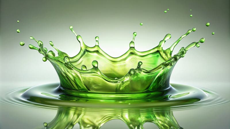 Isolated Big Splash Wave of Shiny Light Green Translucent Liquid AI ...