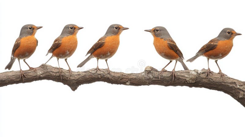 Isolated Birds on a Transparent Tree Branch Stock Image - Image of ...